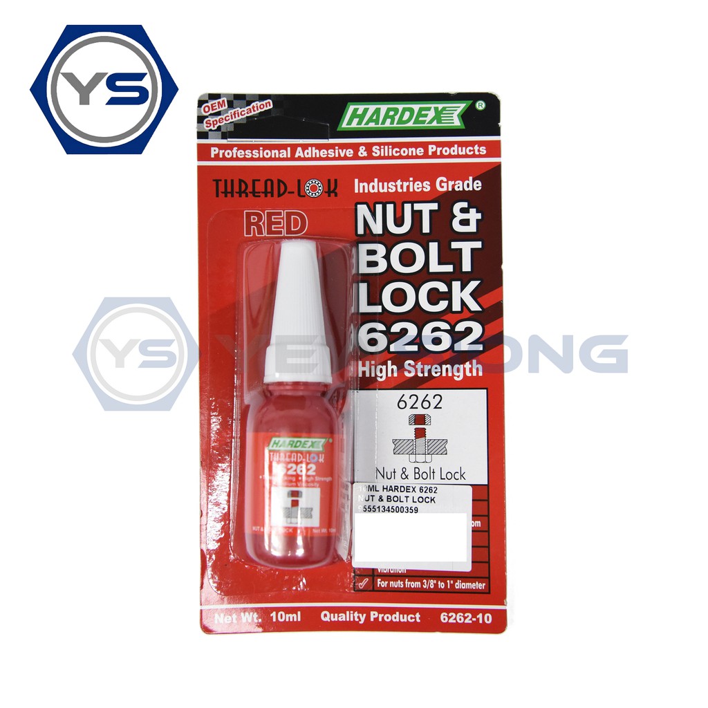 HARDEX NUT & BOLT LOCK 6262 10ML RED (HIGH STRENGTH) | Shopee Malaysia