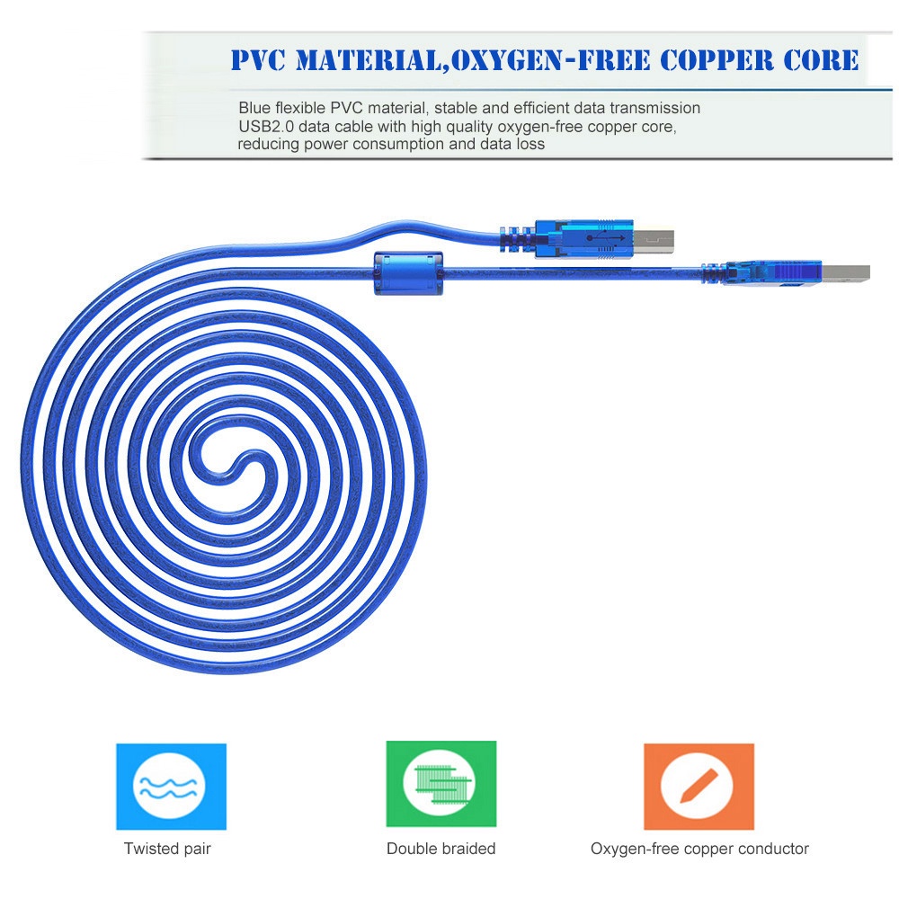 Printer Cable USB 2.0 Type A to Type B Male 1.5M - 10M High Speed Data ...