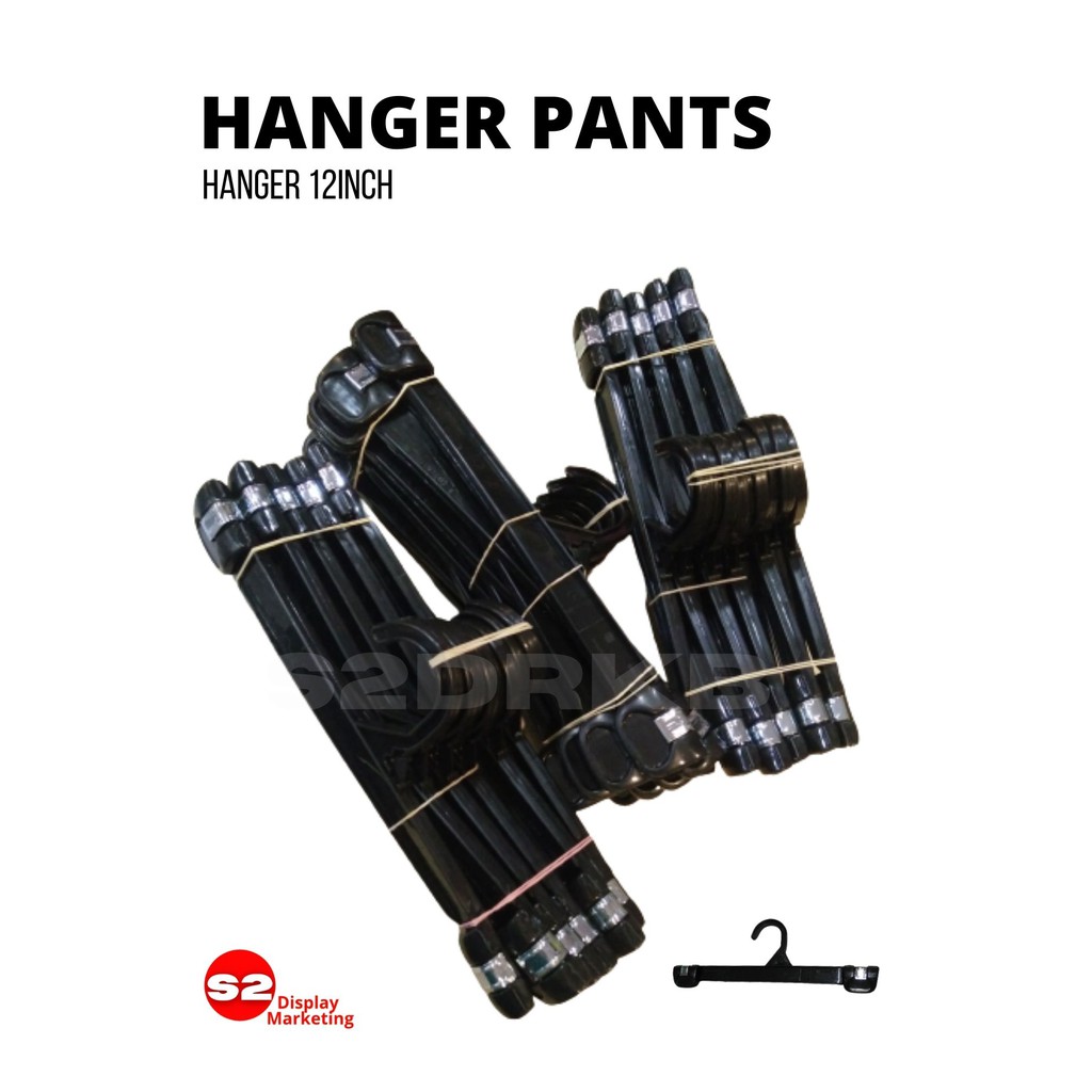[READY STOCK]HANGER PANTS BLACK 12 INCH (10PCS)-HANGER SELUAR/HANGER ...