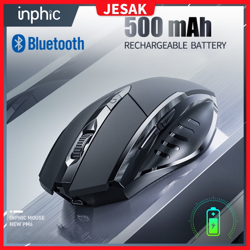 INPHIC Wireless Bluetooth Mouse 2.4G Silent Rechargeable DPI Adjustment ...