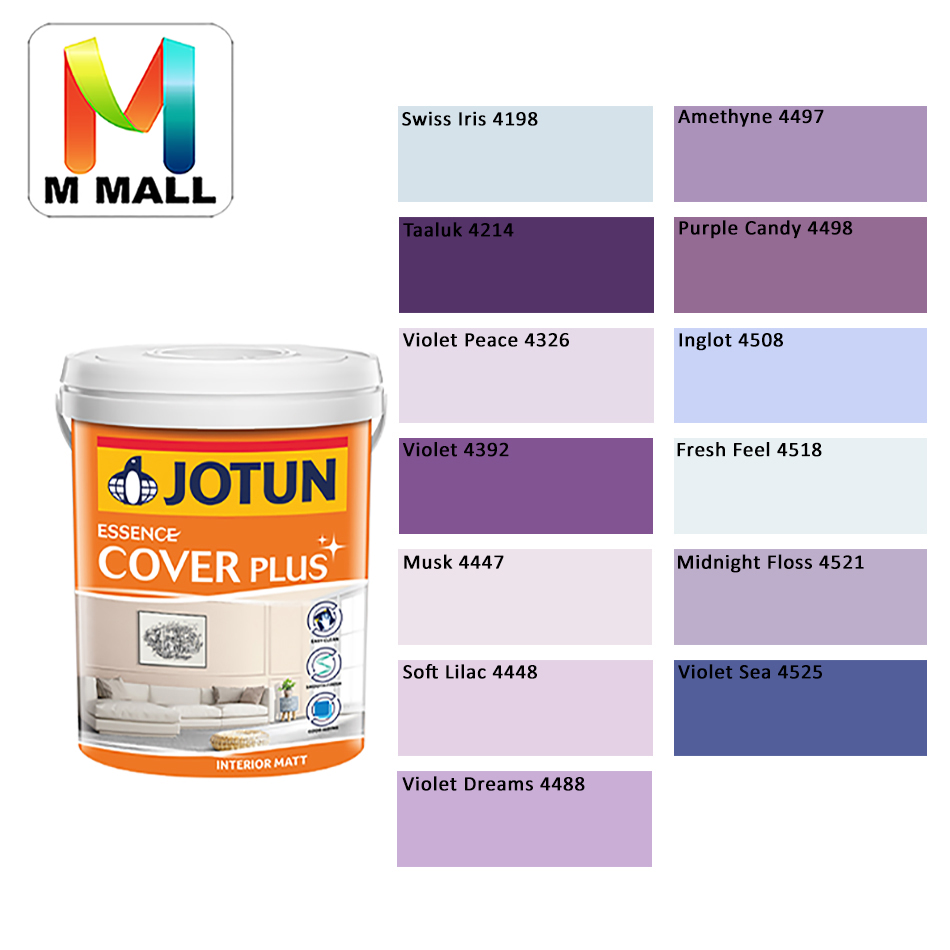 *📌📌* (4198-4525) 5L Jotun Paint Essence Cover Plus Matt Shades of Purple | Shopee Malaysia