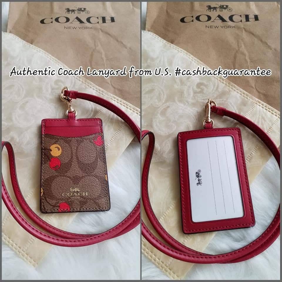 ORIGINAL - AUTHENTIC Coach ID Holder – Lanyard F31899 Cherry Signature ...