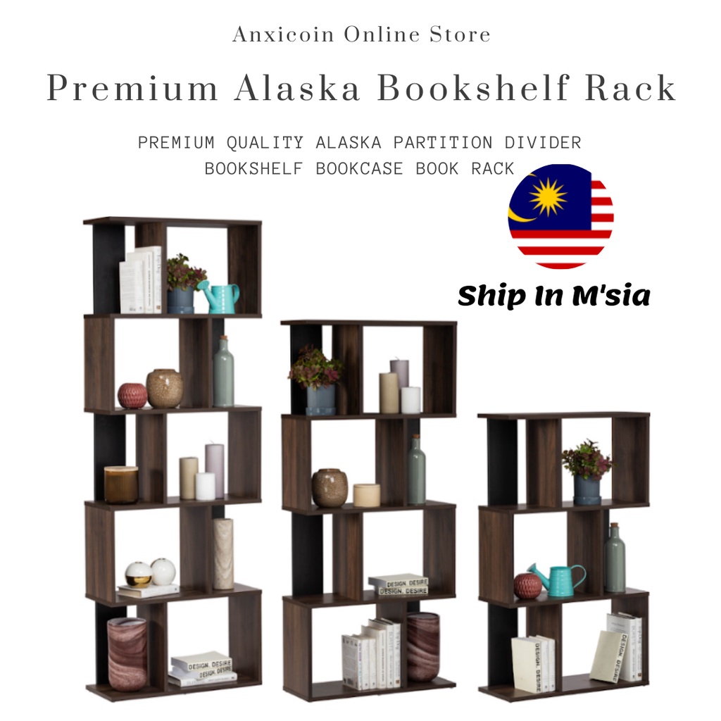 AC ALASKA Partition Divider Bookshelf Display Rack Bookcase Book Rack ...