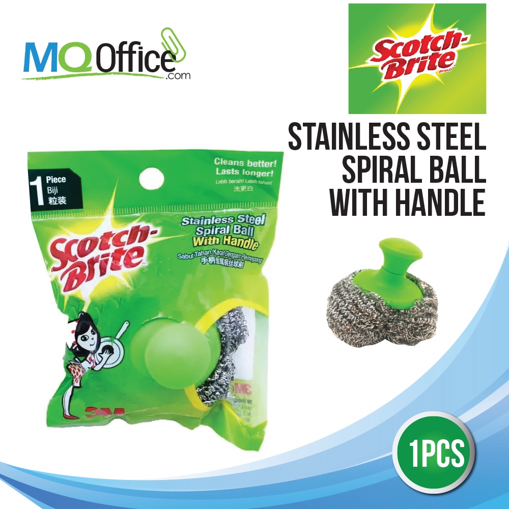3M Scotch Brite 333 Stainless Steel Metallic Spiral Ball with Handle ...