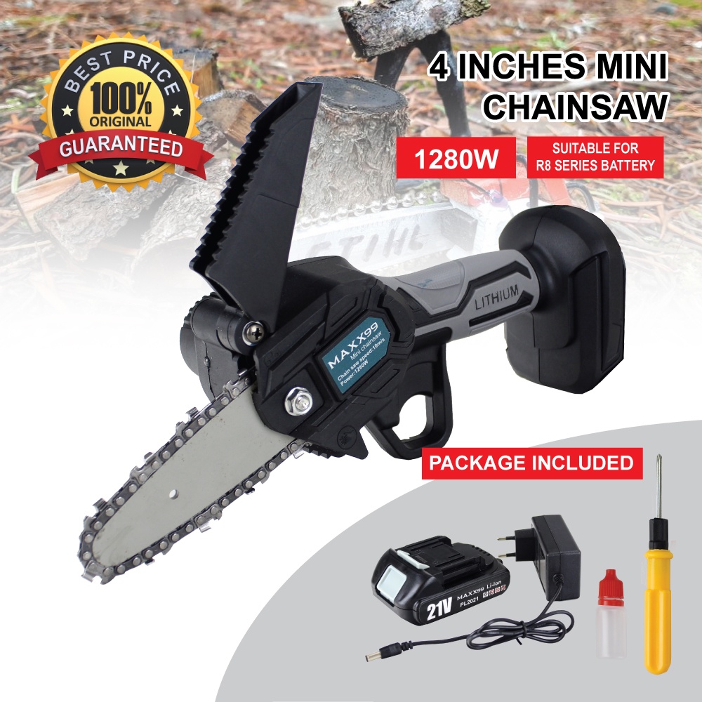 Mini Chainsaw 4 Inch Portable R8 Battery Rechargeable Garden Tools ...