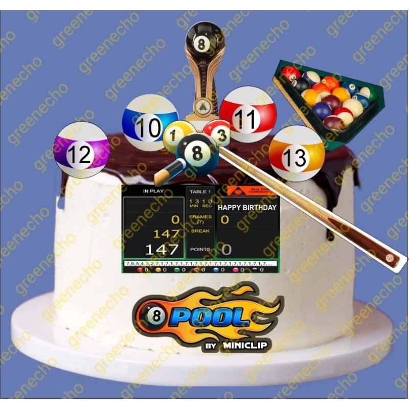 snooker pool 8 ball pool8ball cake topper (1set) | Shopee Malaysia