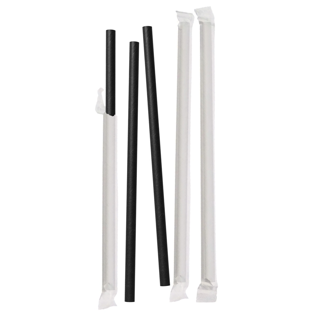 2 pkts (200 pcs) Individual Pack Black Paper Straw 6mm(D) X 197mm(L ...