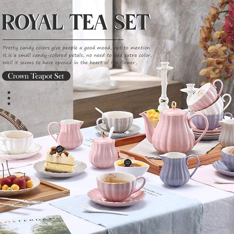 Sweejar Porcelain Tea Sets British Royal Series 8 OZ Cups& Saucer ...