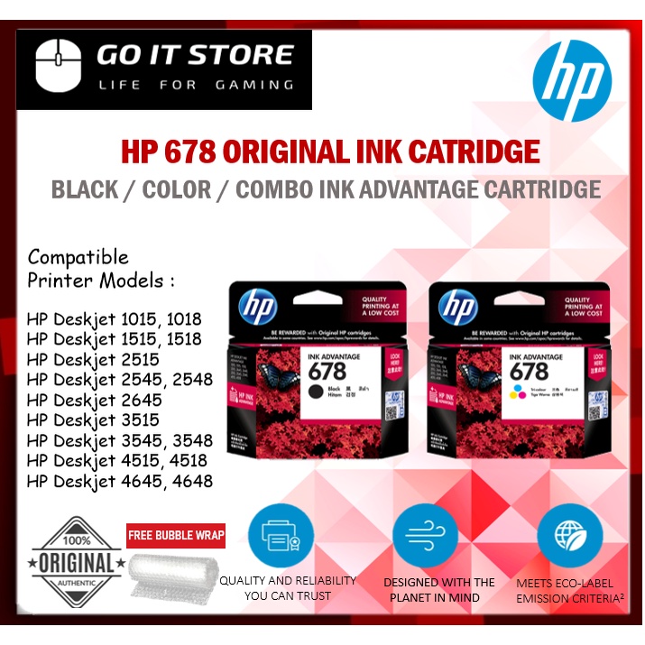[100% ORIGINAL] HP 678 Original Ink Cartridge - Black / Tri-Color / Combo Set | Shopee Malaysia