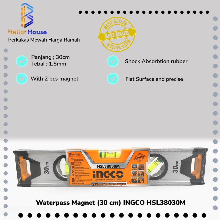 Magnetic Water pass Waterpass (30 cm) INGCO HSL38030M flex | Shopee ...