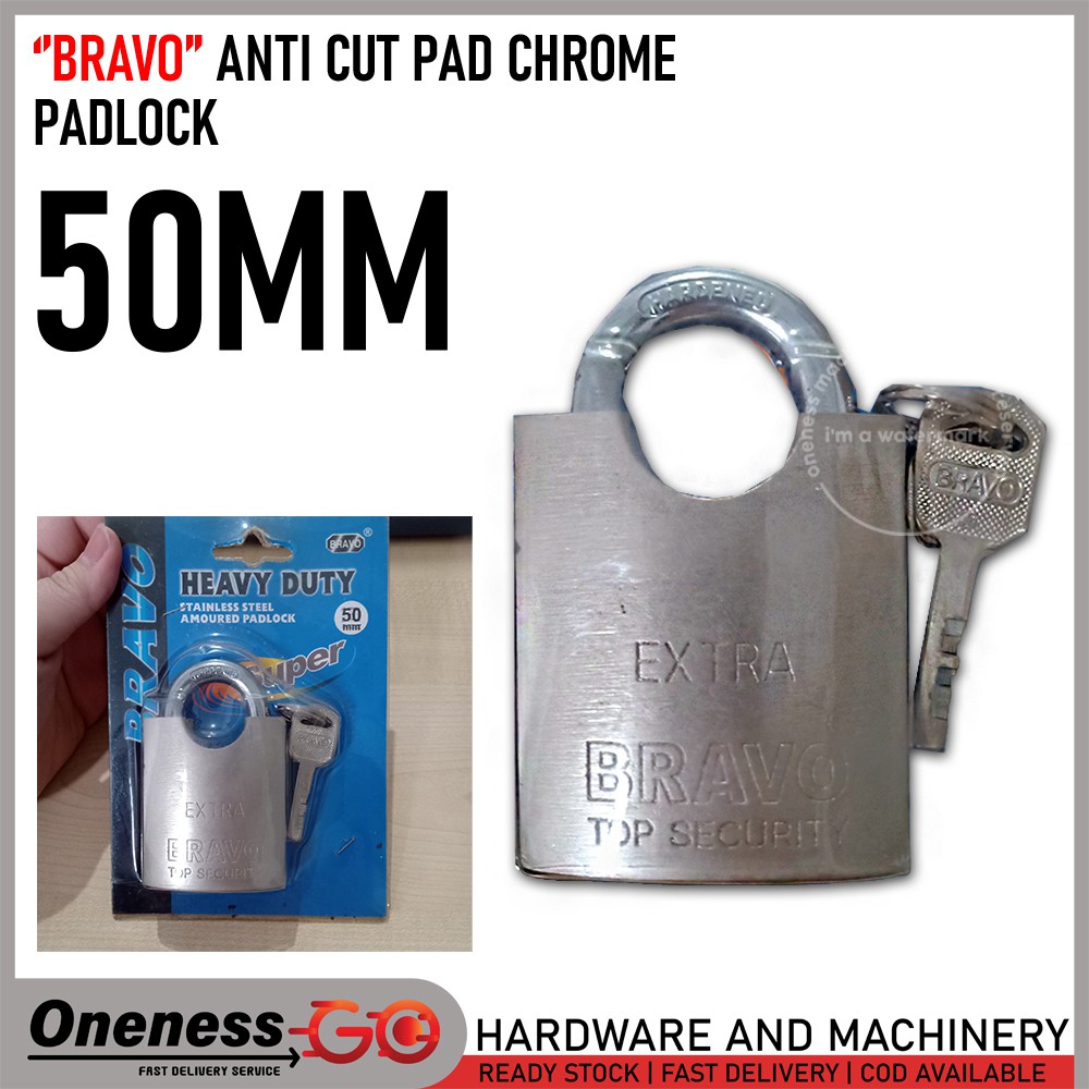 ''BRAVO'' ANTI-CUT CHROME PADLOCK -50MM | Shopee Malaysia