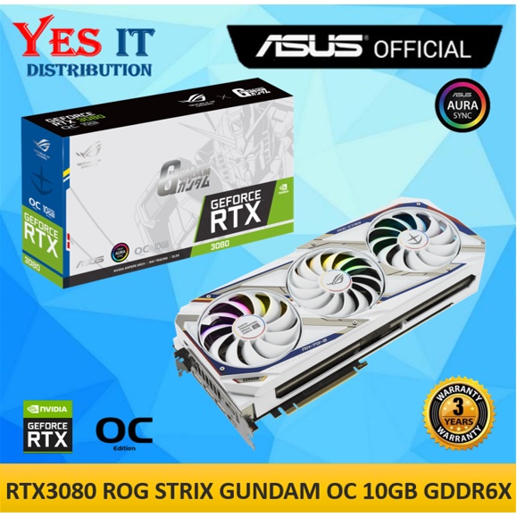 Asus Nvidia GeForce RTX 3080 ROG Strix Gundam OC 10GB GDDR6X Graphics ...