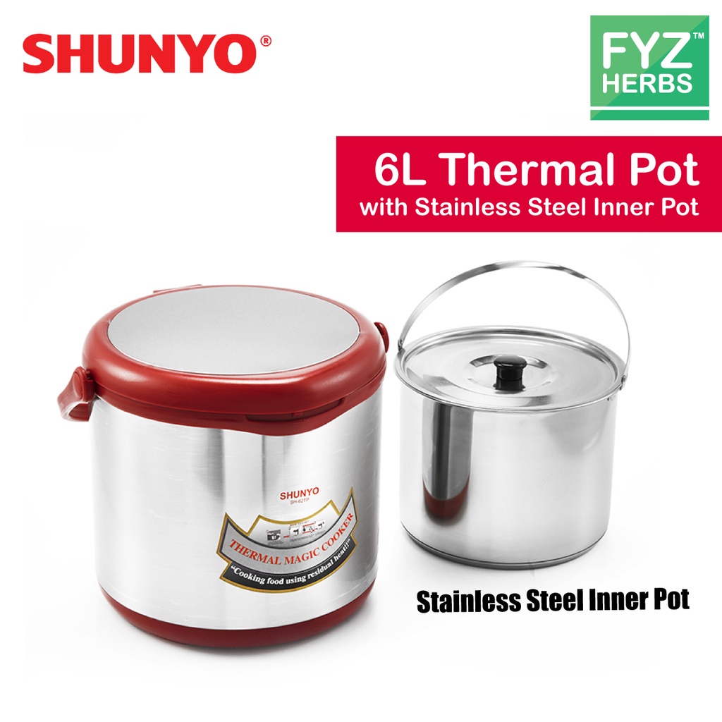 SHUNYO Thermal Pot SH-62TP 6.0L Thermal Pot with Stainless Steel Inner ...