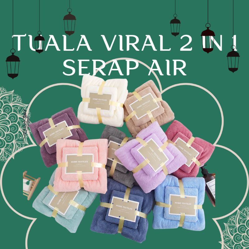 Tuala Viral 2in1 Set Coral Fleece High Density Microfiber Bath Face Set ...
