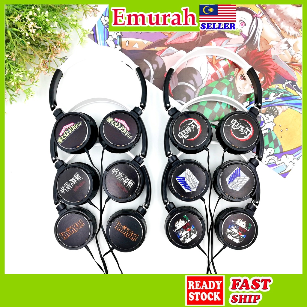 ANIME Headphone Headset (Quality) Demon Slayer My Hero Academia Haikyuu ...