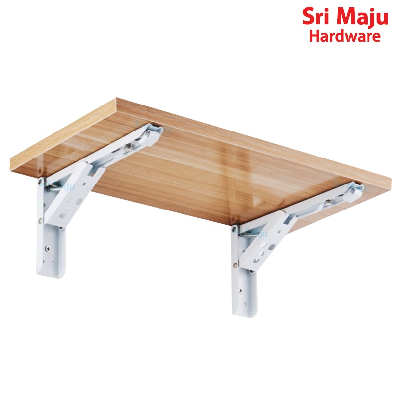 MAJU SHB-FW Folding Wall Shelf L Bracket with Spring Wall Mount Storage ...