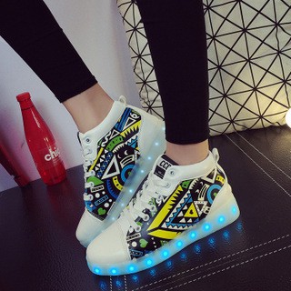 Glow high-top shoes with colorful patterns in 7 colors (with real ...