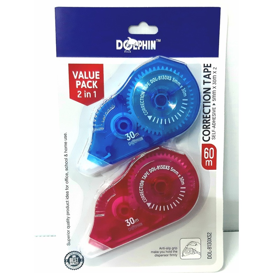 DOLPHIN Correction Tape 30 Meters x 2 units ( DOL 8130) | Shopee Malaysia