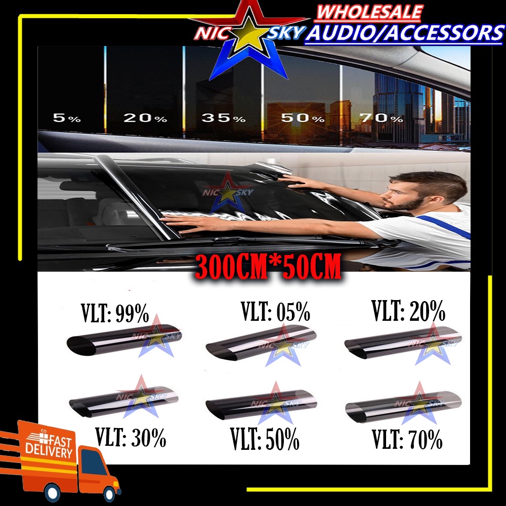 UV99% 2-PLY 300cm*50CM KOREA-Black tinted kereta/ Window Tinted Home Privacy Tinted Film House ...