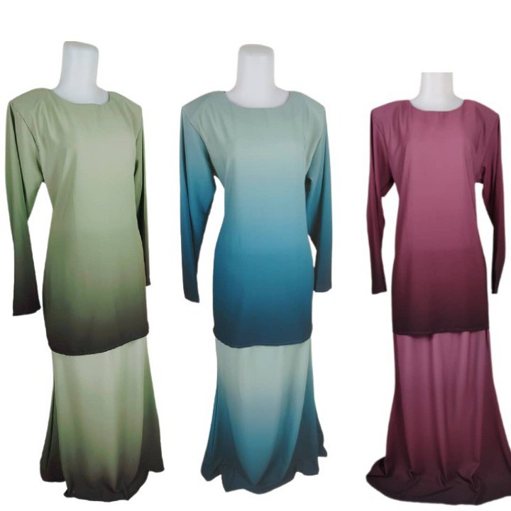Raya Sale Baju Kurung Modrn TWO TONE Bubble Chiffon Muslim Fashion ...
