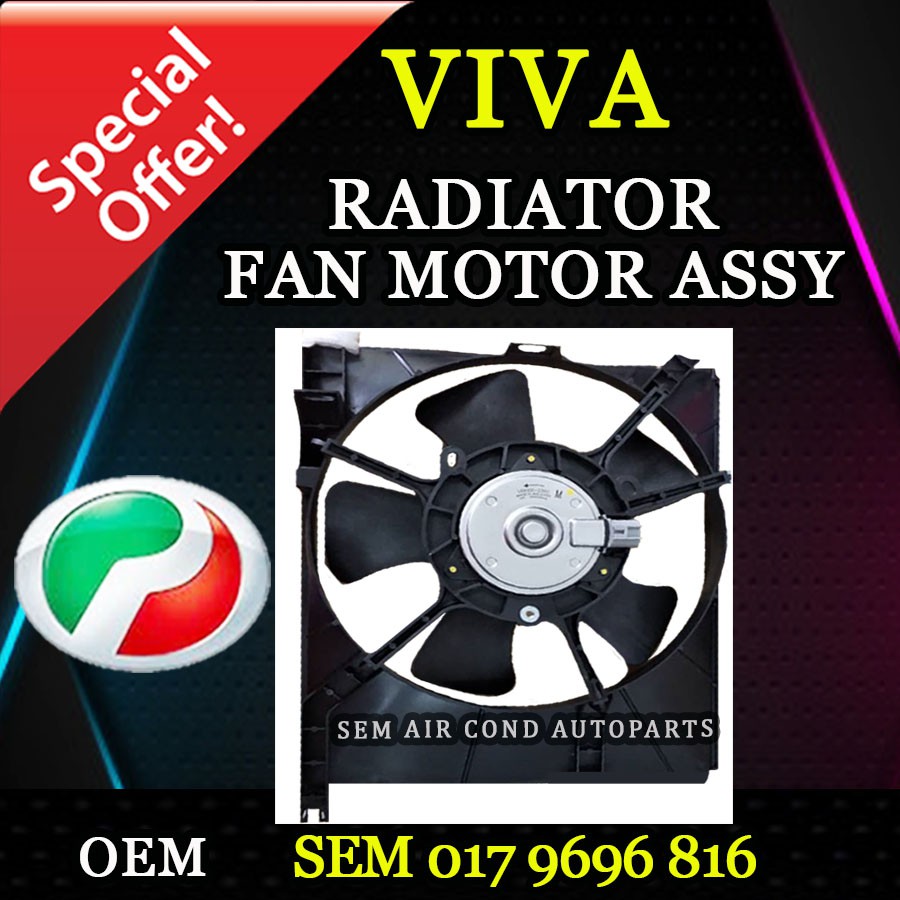 PERODUA VIVA OEM TAIWAN NEW RADIATOR/ RAD FAN MOTOR ASSY SET MODIFY TO ...