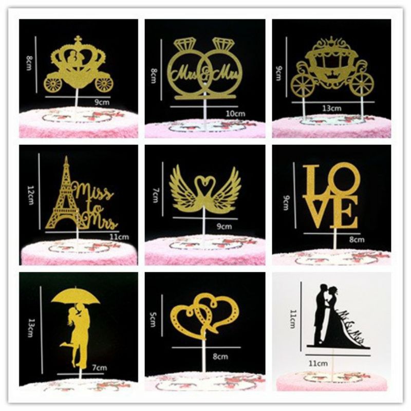 (Ready Stock KL) Wedding Love Cake Decoration Topper Baking Flag Paper ...