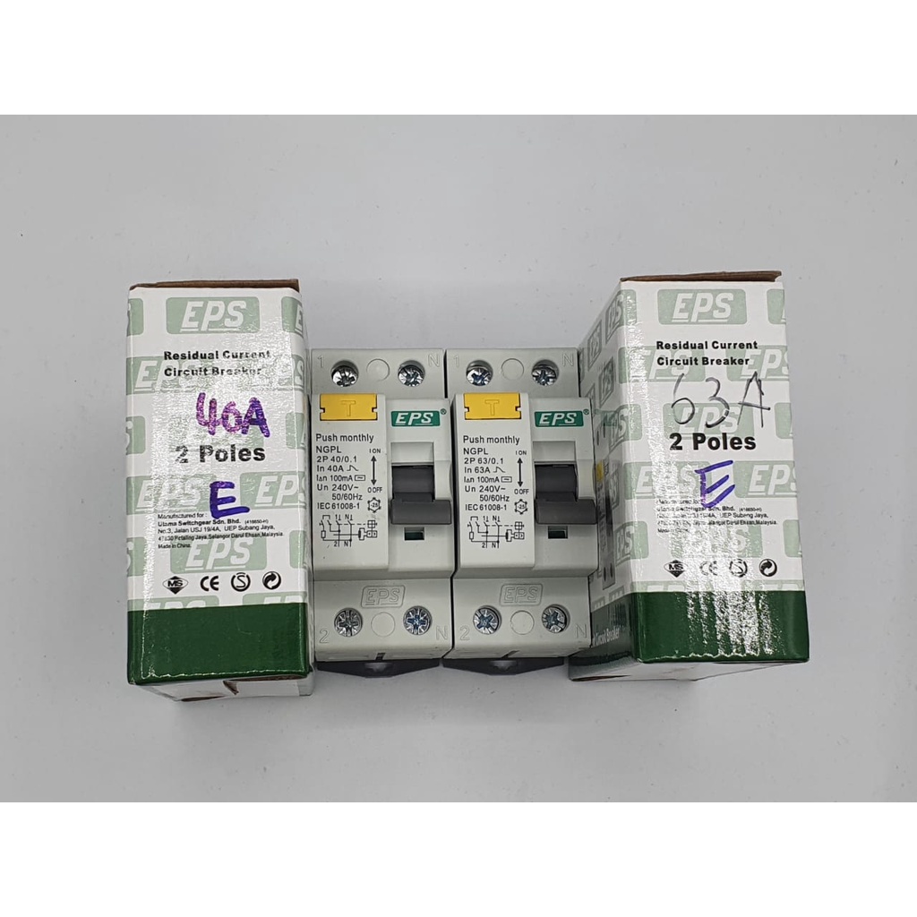 ORIGINAL EPS 2Pole 40A AND 63A Earth-leakage circuit breaker | Shopee ...