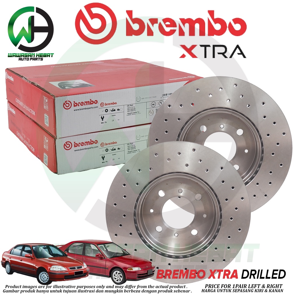 Honda Civic EG SR4 , EK SO4 VTEC Front Drilled Sport Brake Disc Rotor 1 ...