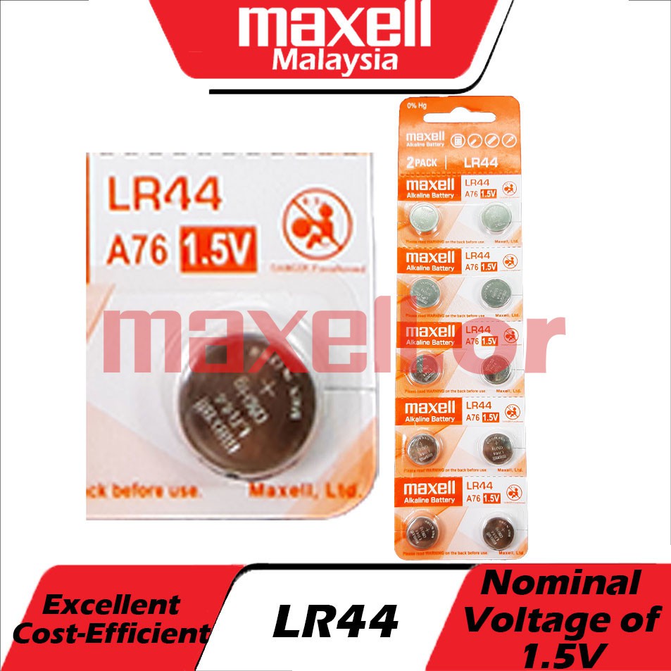 (Original) LR 44 Maxell Micro Alkaline Battery Button Cell ( 1pc ...