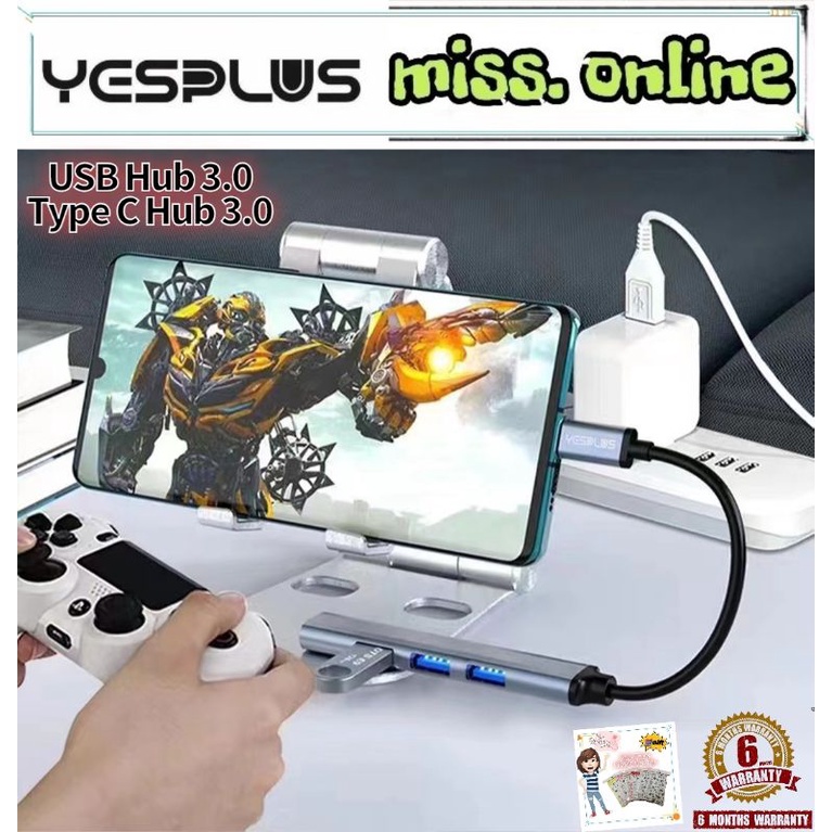 Yesplus YS-1405 Type-C Hub / YS-1404 USB Hub to USB 3.0 High Speed 4 Ports USB Hub 集线器USB 3.0 ...