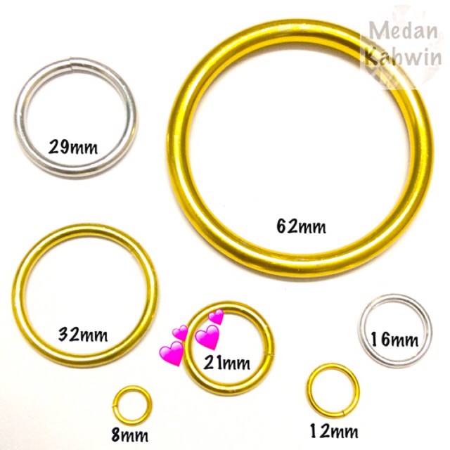 EX255421 7pc 21mm Gelang Siam Gold Silver Aluminium Thailand Ring @ 2 ...