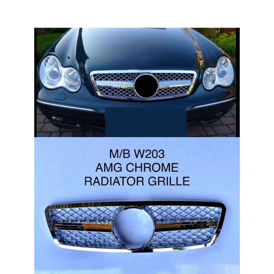 MERCEDES W203 C200 AMG 1 LINE FULL CHROME GRILLE WITH LOGO READY STOCK ...