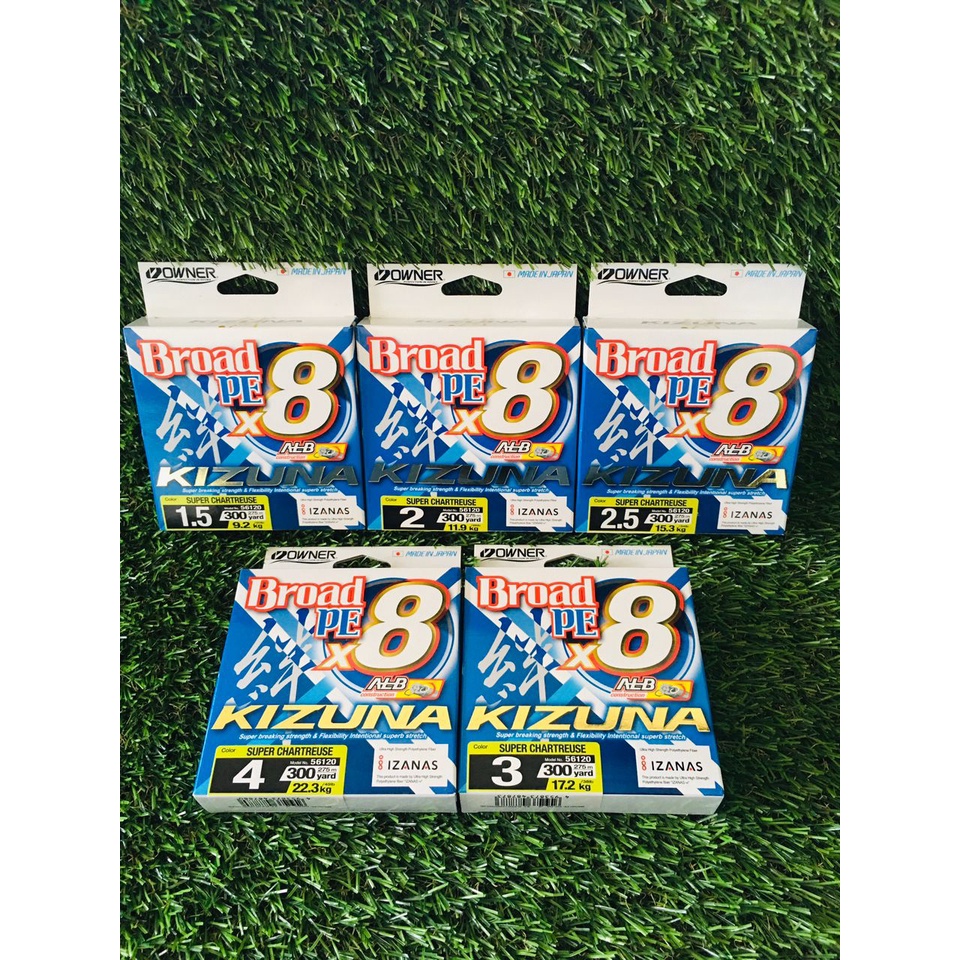 (JOM PANCING) Owner (56120) (300yds) Broad PE Kizuna X8 Fishing Braided ...