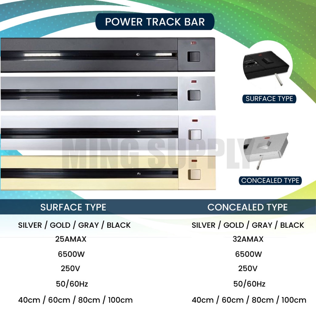 MS_ SIRIM MEGAMAN Power Track Socket Surface Type 25A Power Line Long ...