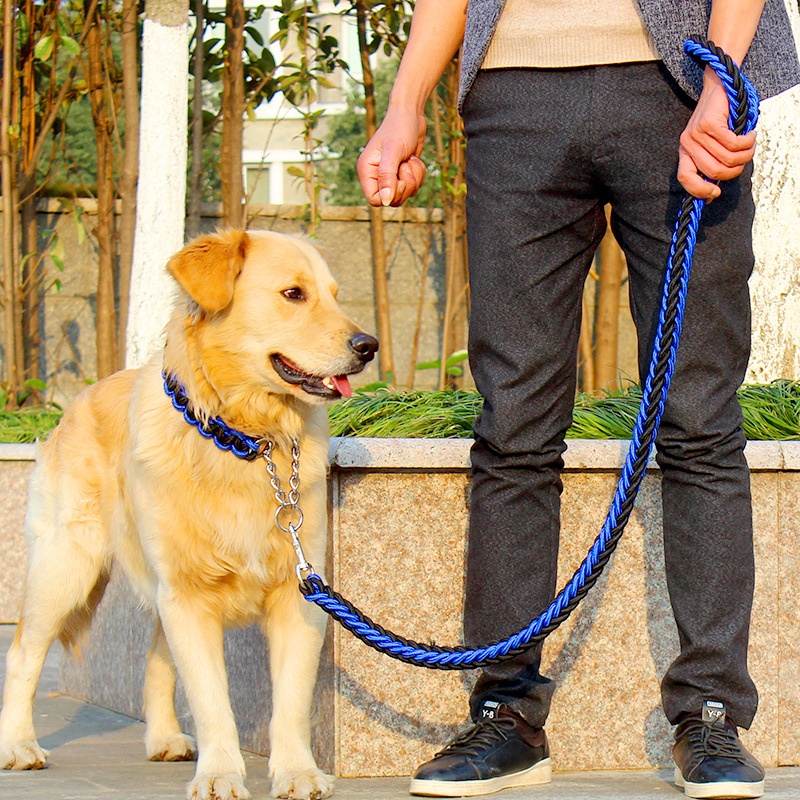 Eight-Strand Braided Dog Rope Large Dog Leash + Collar / Tali + Collar ...