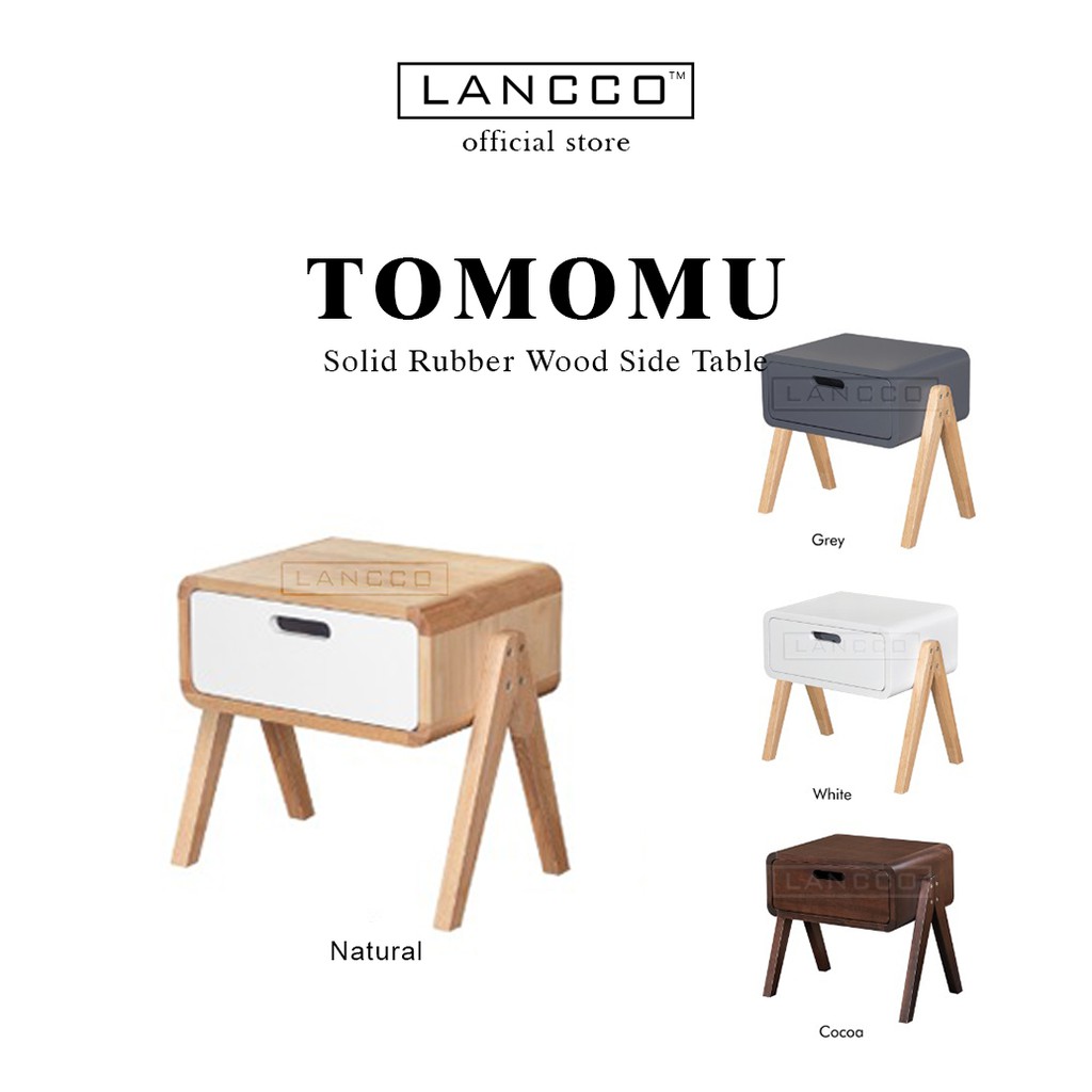 LANCCO: Muji Design Solid Rubber Wood Side Table/Bedside Table/table ...