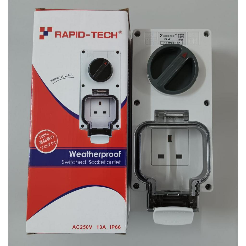 RAPID-TECH RT-IP66 13A AC250V Weatherproof Switched Socket Outlet ...