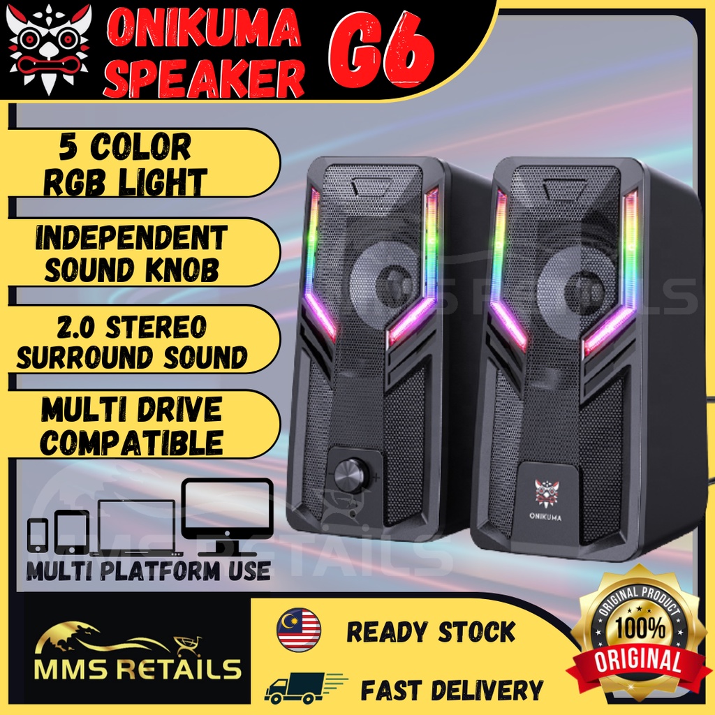 ONIKUMA G6 Audio Gaming Game RGB Wired Desktop Large Volume Small Speaker 3.5mm Jack 2.0 PC ...