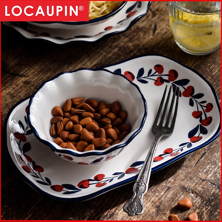 Locaupin Ceramic Dinner Plates, Round Serving Bowls, Tableware for ...