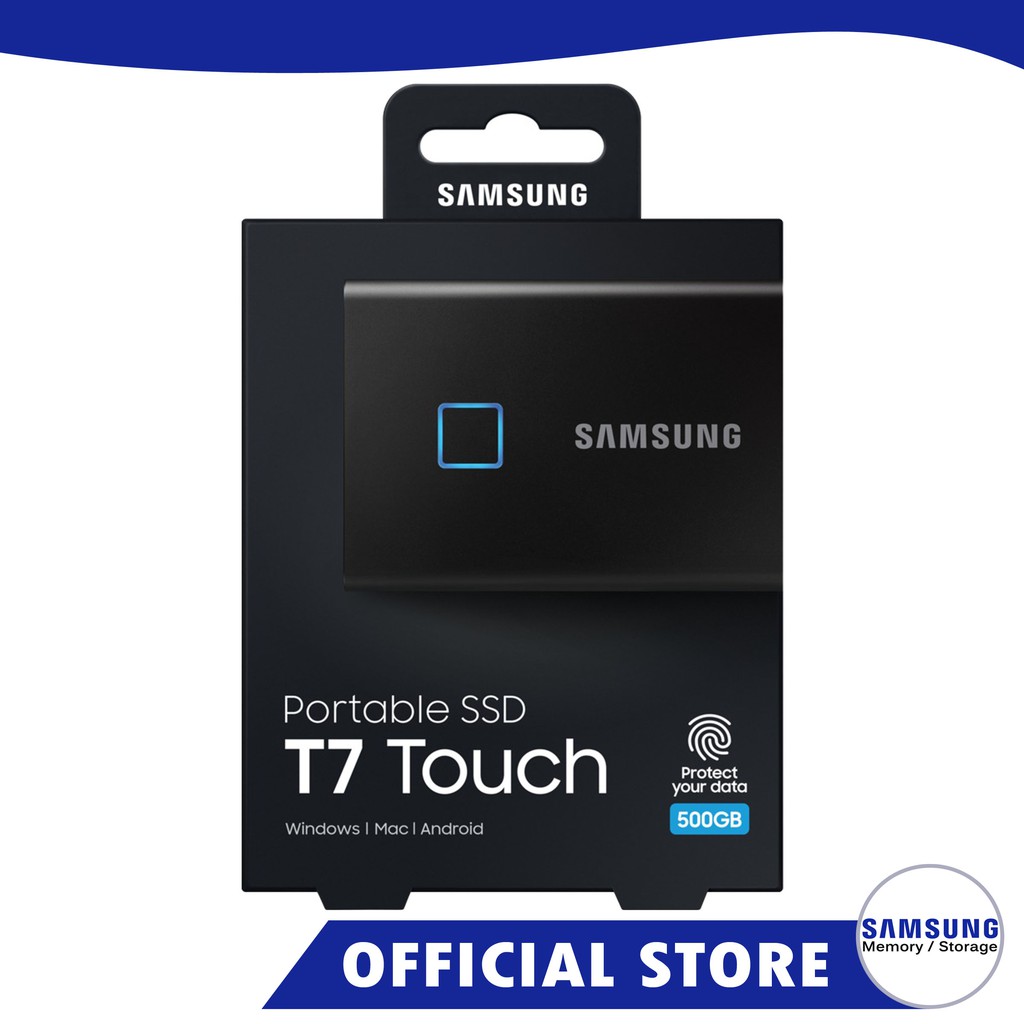 Samsung T7 Touch Portable SSD 500GB External Type-C USB 3.2 Black ...