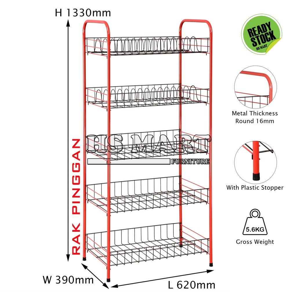 Rak Pinggan / Rak Serbaguna / 5 Tiers Multi Purpose Rack / Kitchen Rack ...