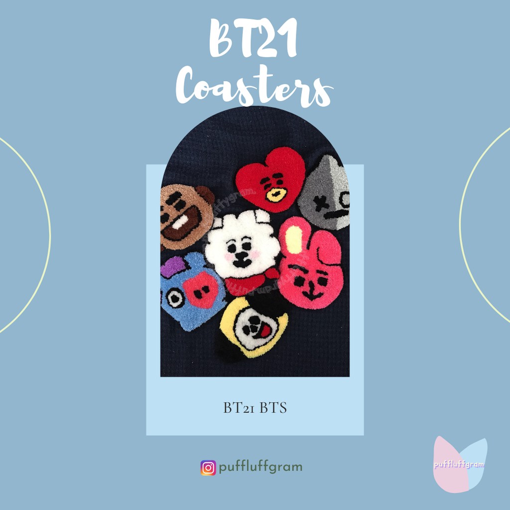 Line Friends X BTS BT21 Characters Coasters Punch Needle/Custom order ...