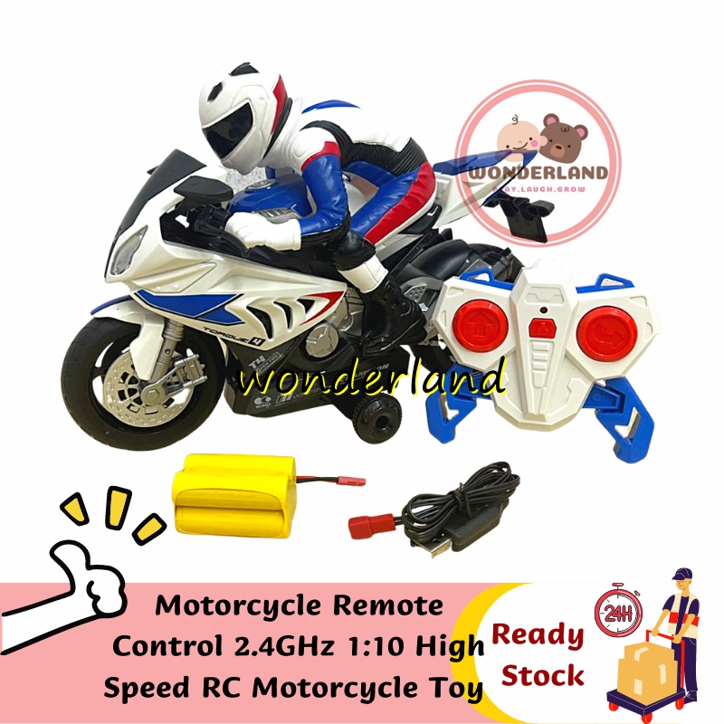 Motorcycle Remote Control 2.4GHz 1:10 High Speed RC Motorcycle Toy with ...