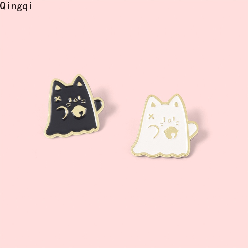 Black White Cat Enamel Pin Funny Cute Black Cat Brooch Badges Cartoon ...