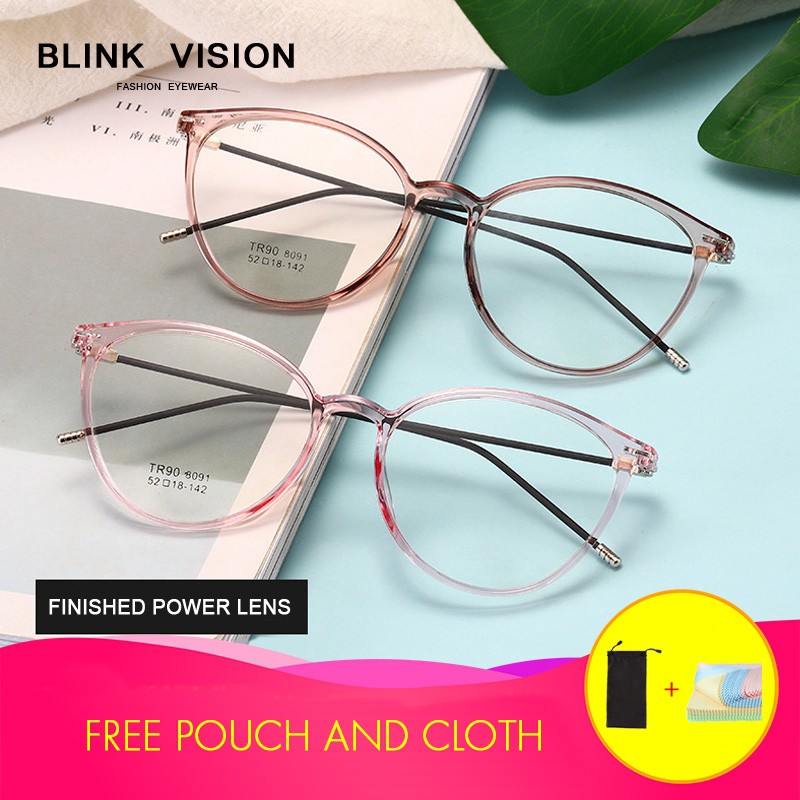 Blink Vision Fashion Transparent Eyewear TR90 Cermin Mata for Women Men ...