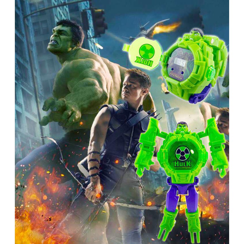 HULK AVENGERS ROBOT TRANSFORMING WATCH DEFORMATION WATCH with light ...