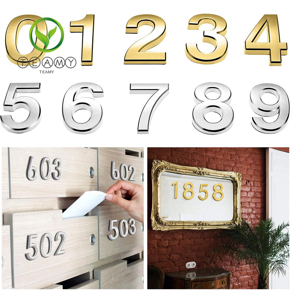 TEAK 0 to 9 Door Number Signs Reflective Street House Address 3D ...
