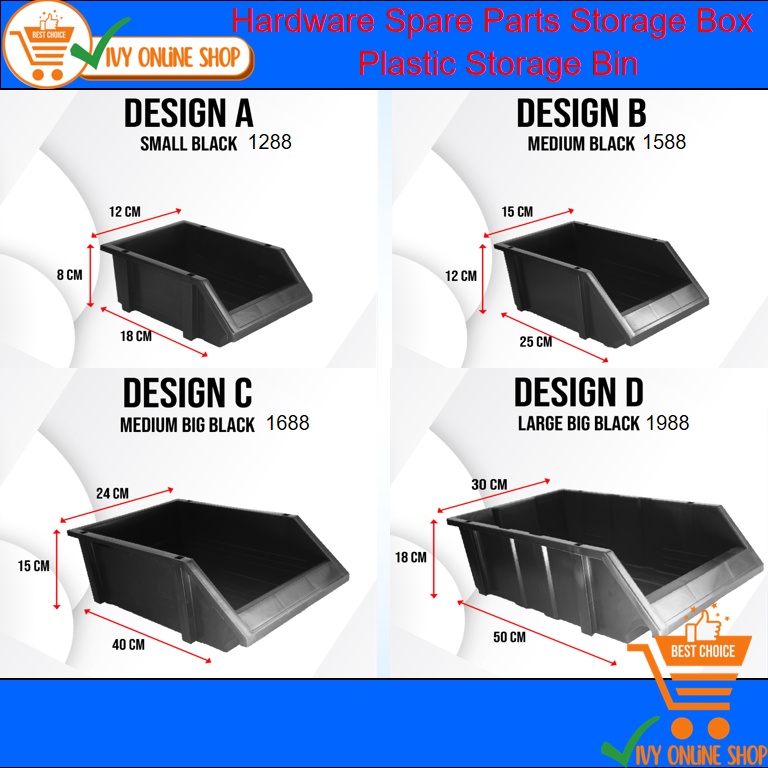 24pcs Hardware Spare Parts Storage Box Stackable Part Bin Industrial ...