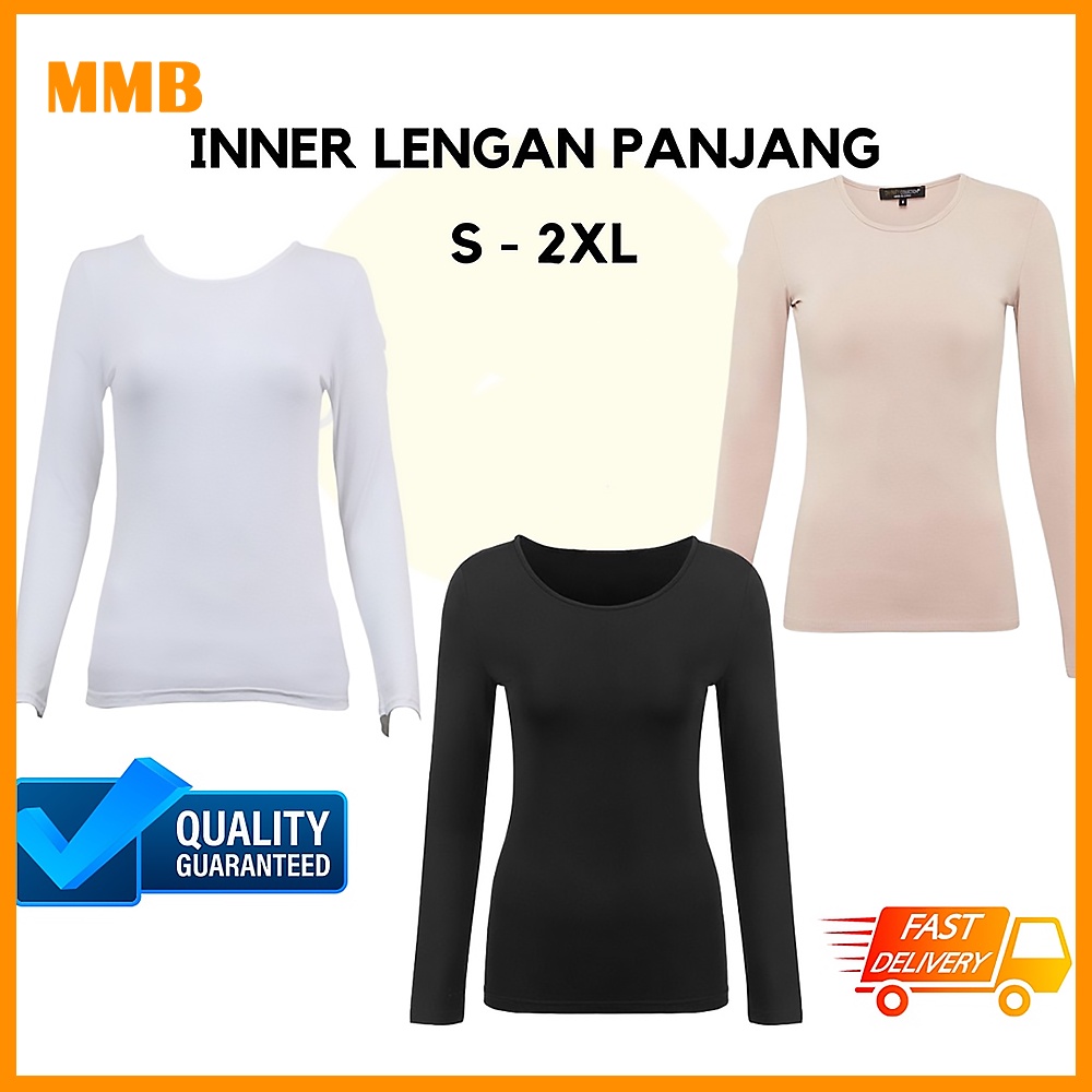 S-XL Women’s Cotton Long Sleeve Inner TERMURAH / Inner Baju Lengan ...