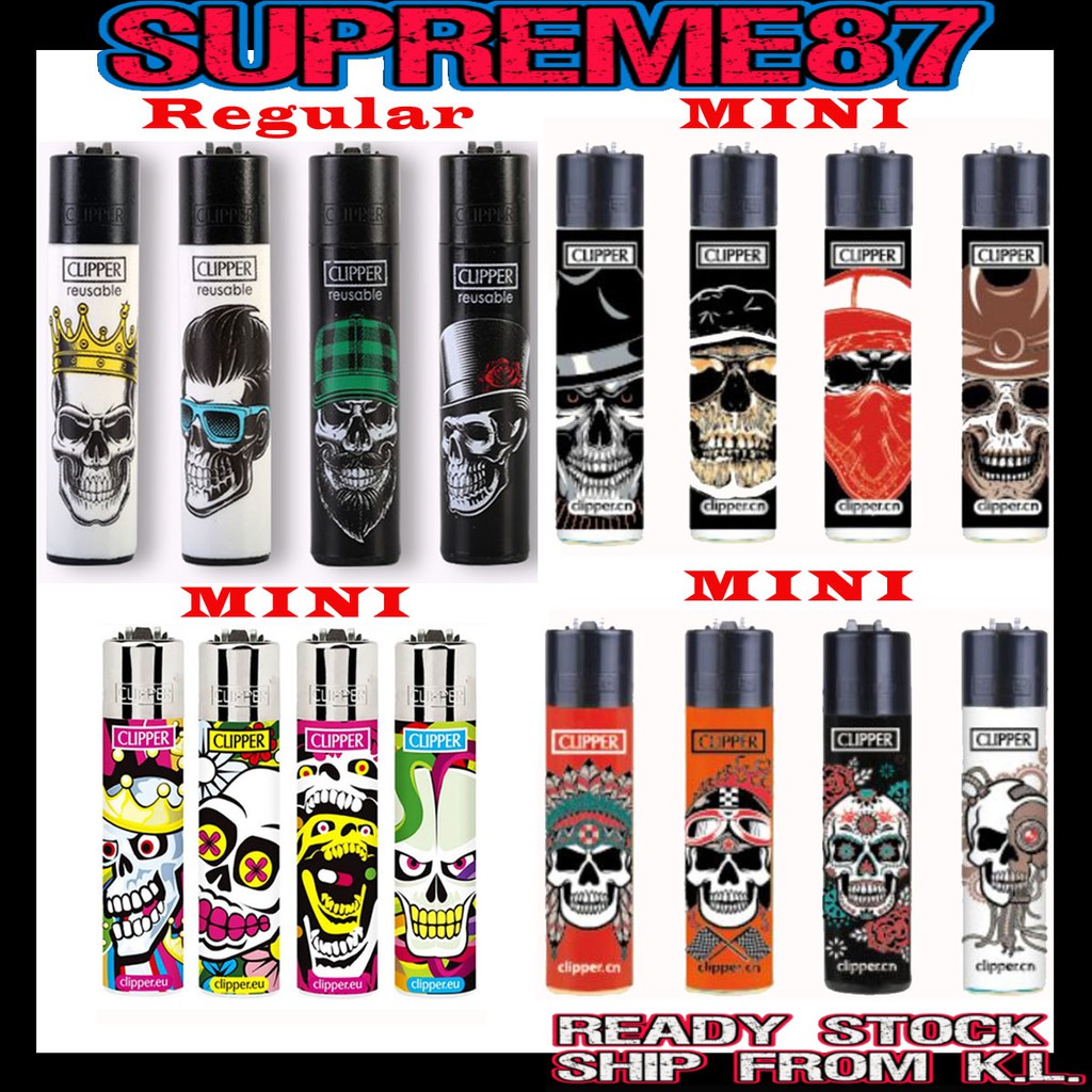 Clipper Lighter Skull Edition 4 pcs Per Set Mini Size | Shopee Malaysia